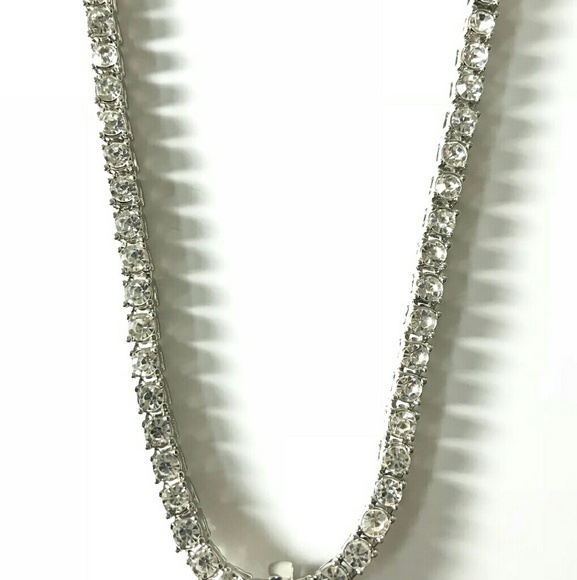 Accessories | Iced Out Dog Tag Chain White Gold Plated | Poshmark